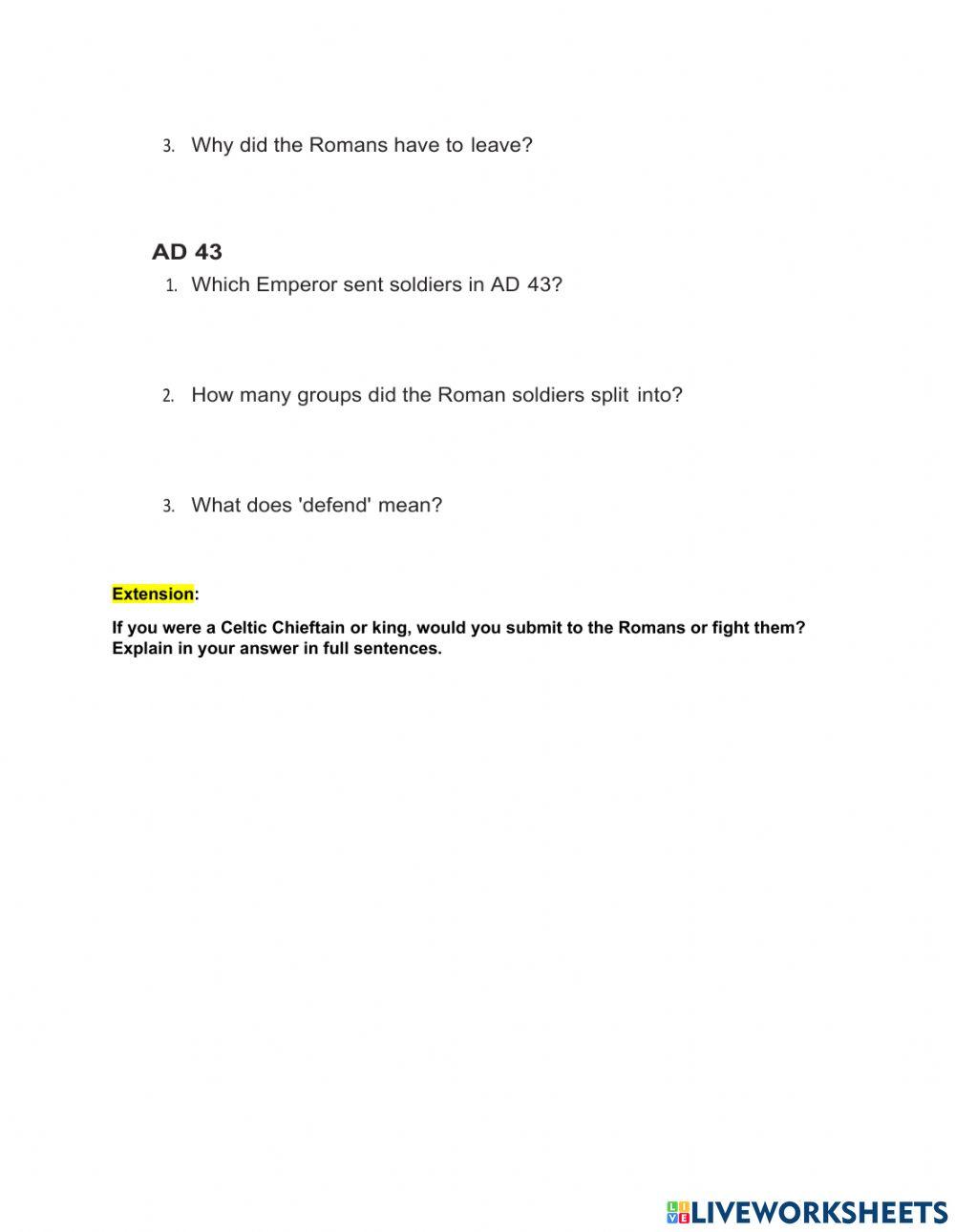 Humanities week 1 lesson 2 worksheet | Live Worksheets