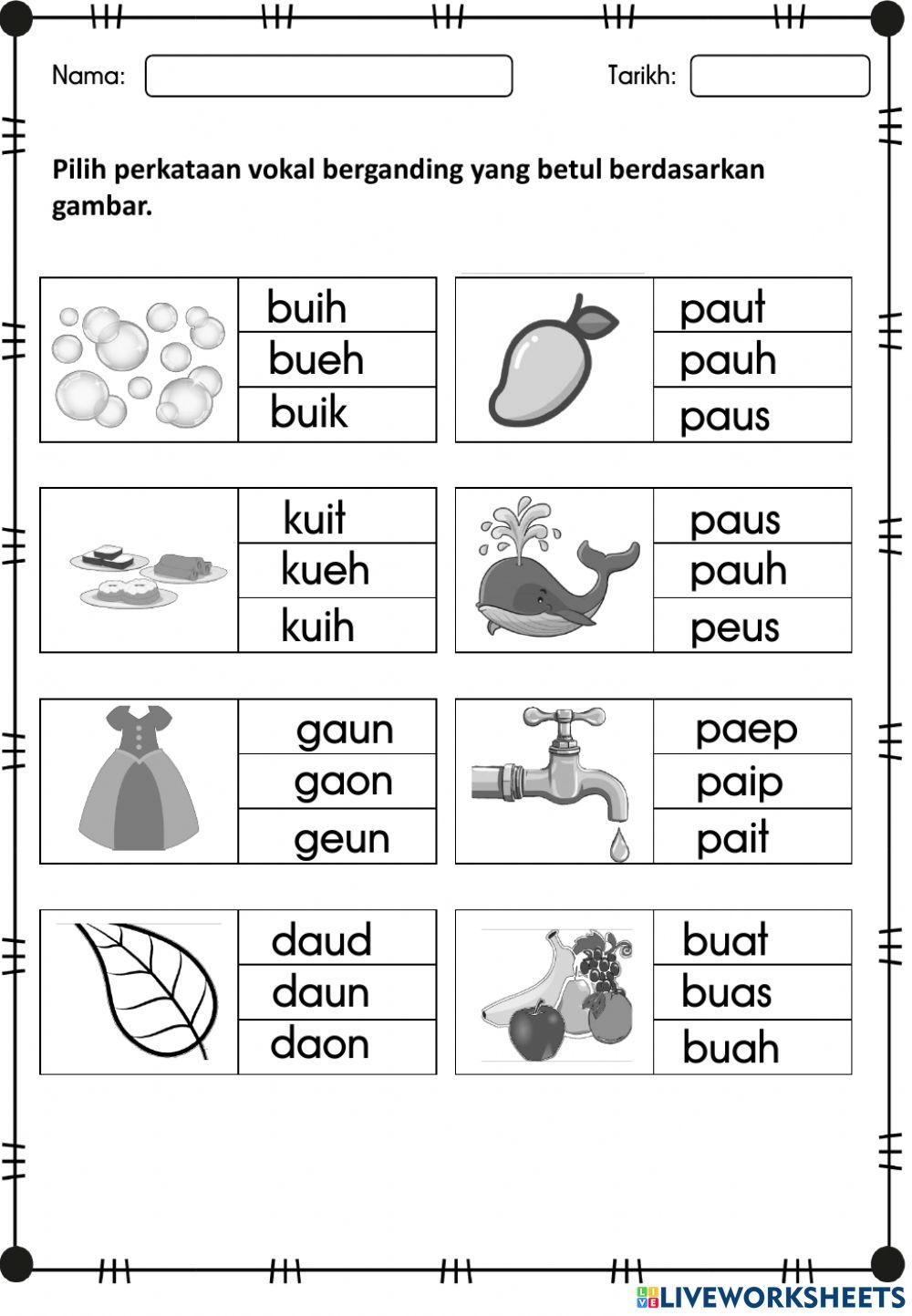 Vokal Berganding online exercise for Pemulihan | Live Worksheets