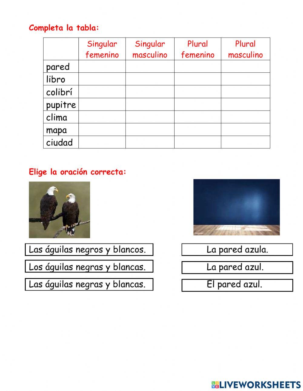 Saludos, despedidas, plural, singular, femenino y masculino worksheet ...