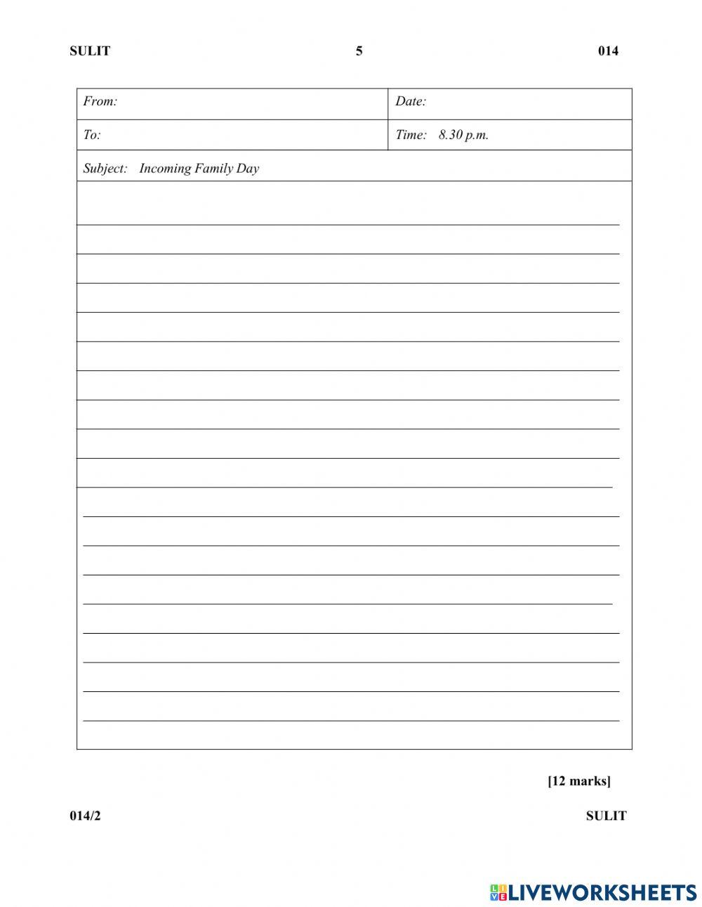 English Diagnostic paper 2 worksheet | Live Worksheets