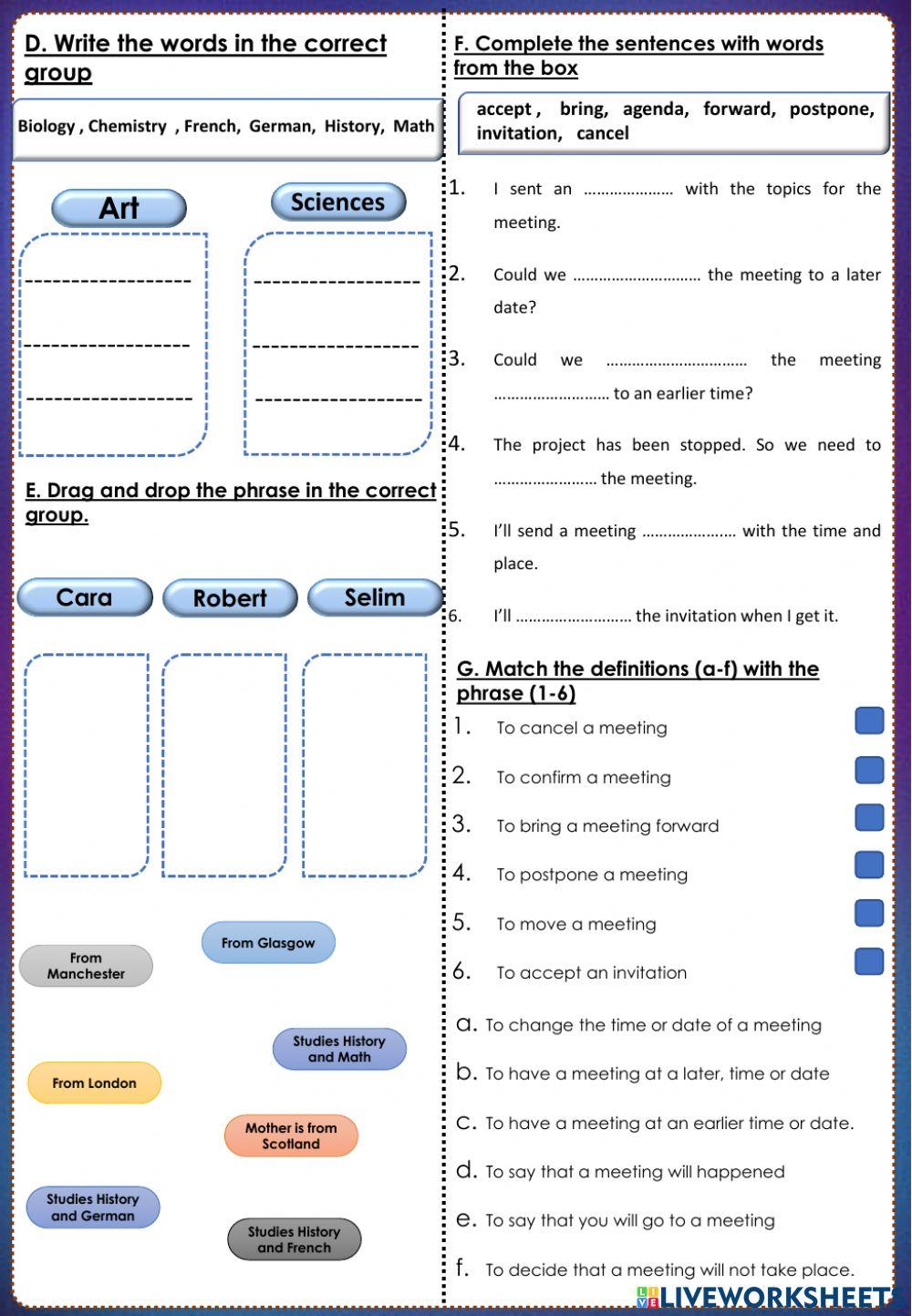 The Four Quarter Examination(Listening) worksheet | Live Worksheets
