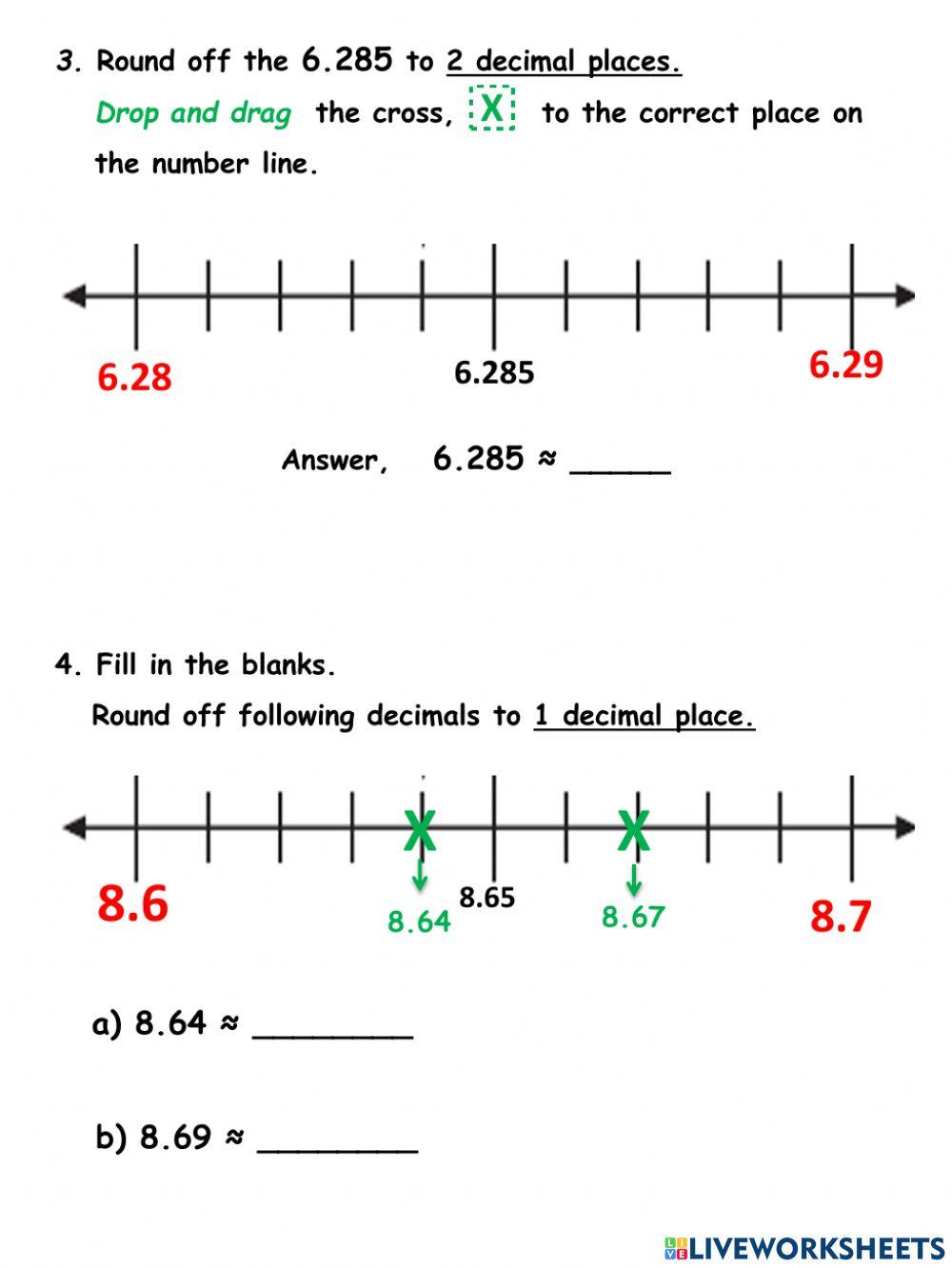 Rounding off decimal using number line online exercise for | Live ...