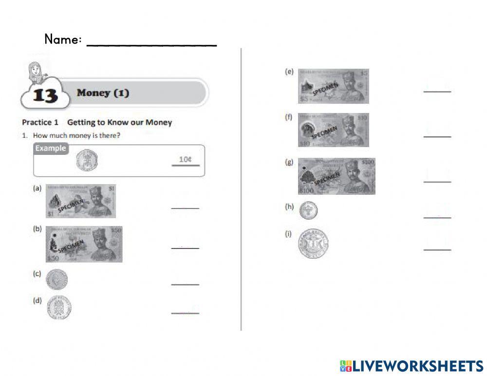 Getting to know money worksheet | Live Worksheets