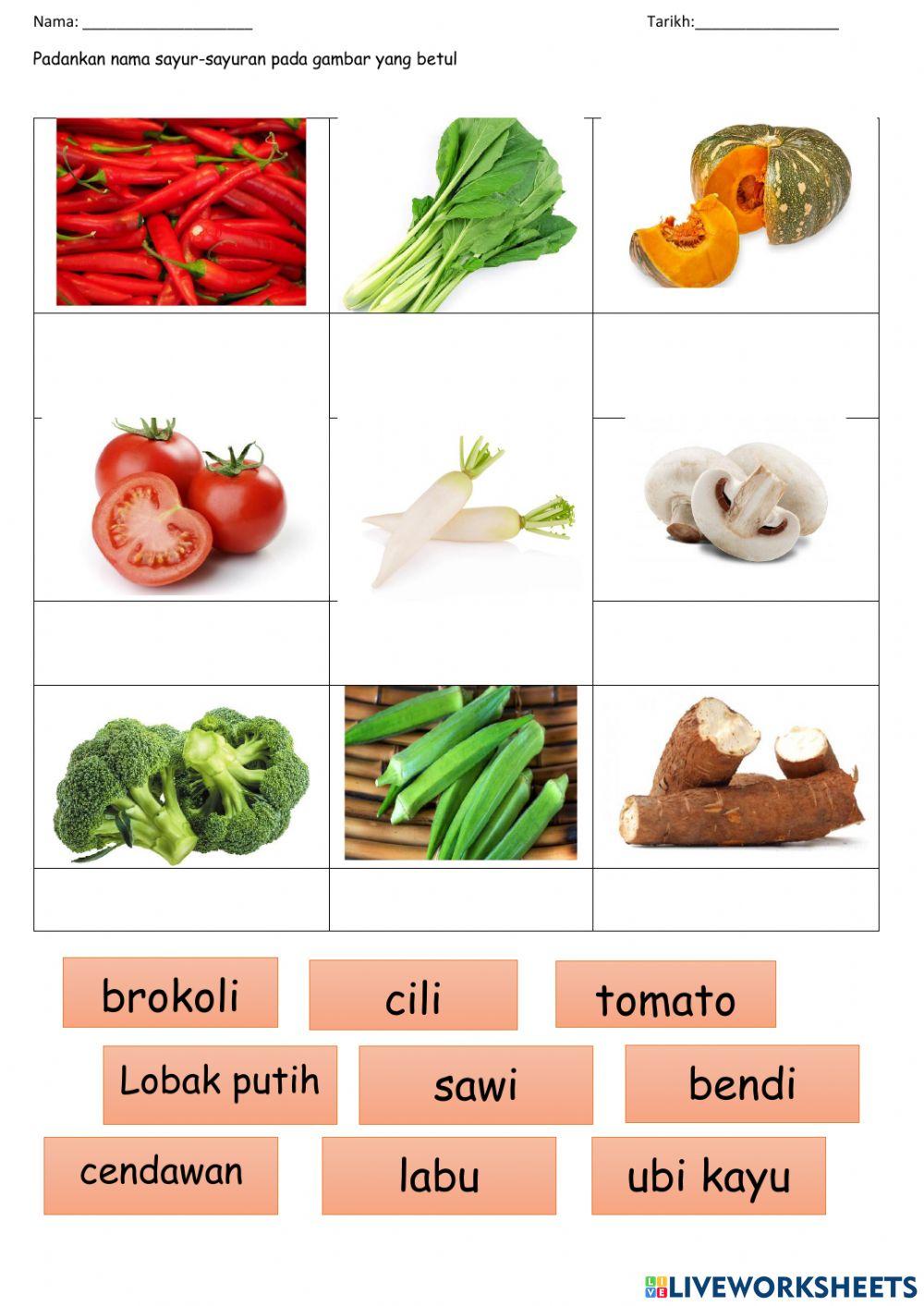 Sayur-sayuran | Free Interactive Worksheets | 1297567