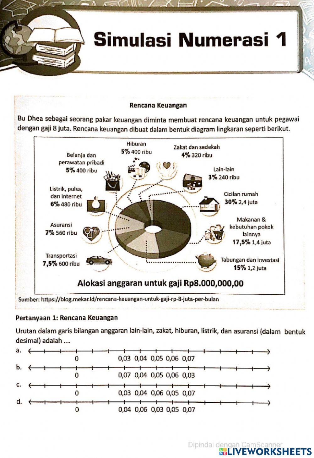 Simulasi Numerasi interactive worksheet | Live Worksheets
