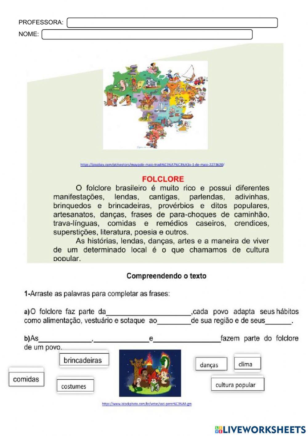 Folclore exercise for 3 | Live Worksheets