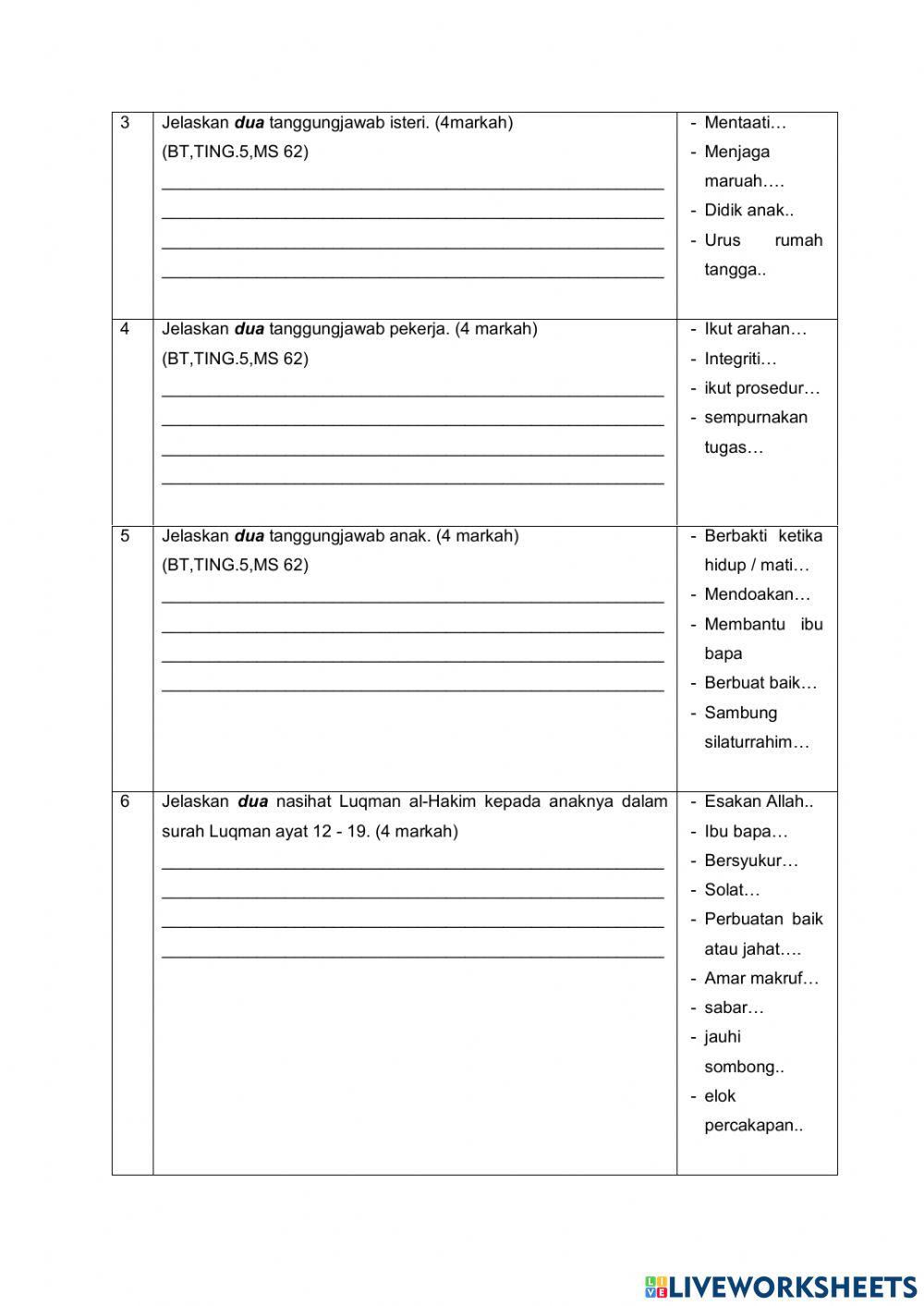 Hadis 7 worksheet | Live Worksheets