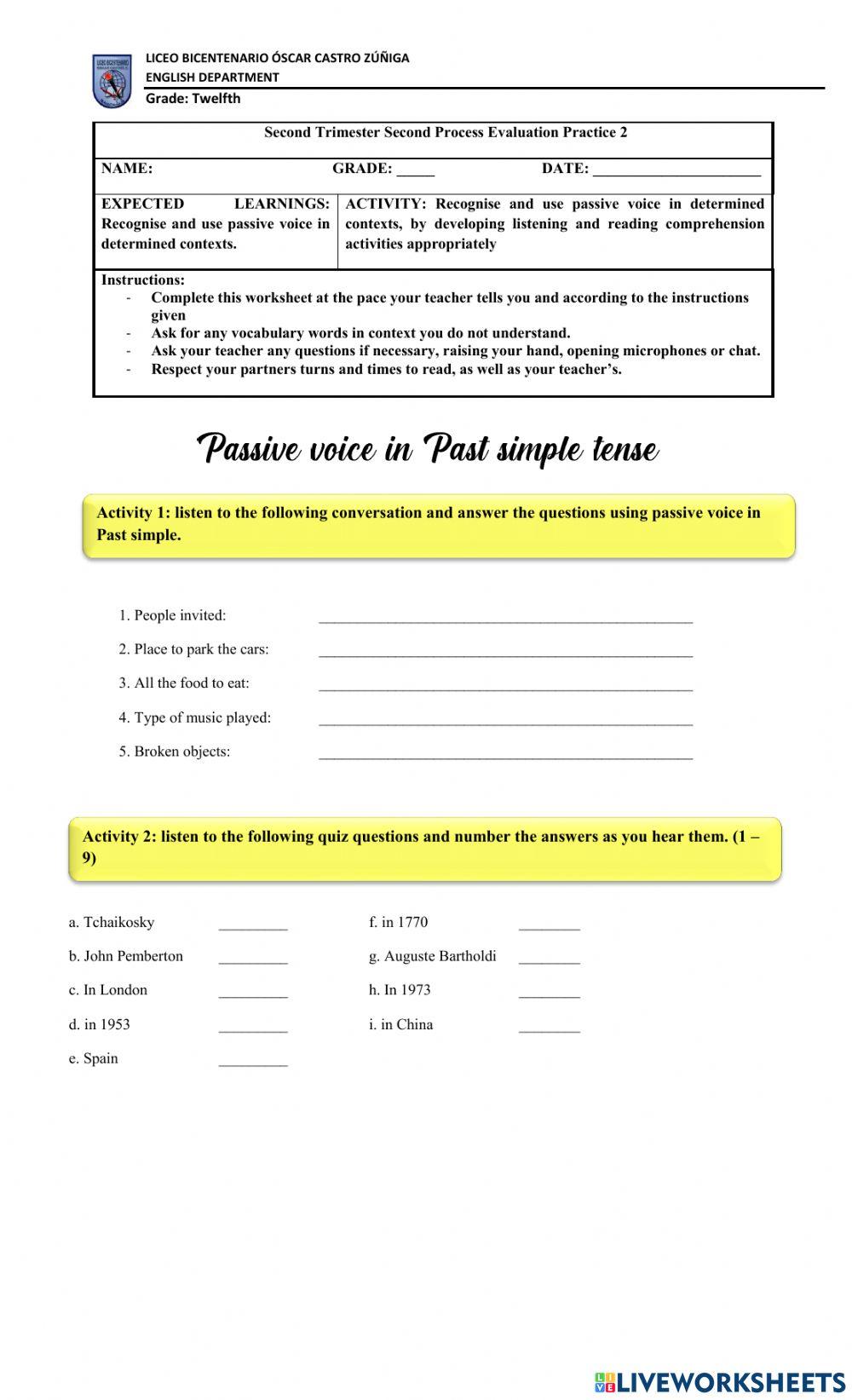 Unit 6 - Process 2 - Practice 2 - Listening and reading Comprehension ...