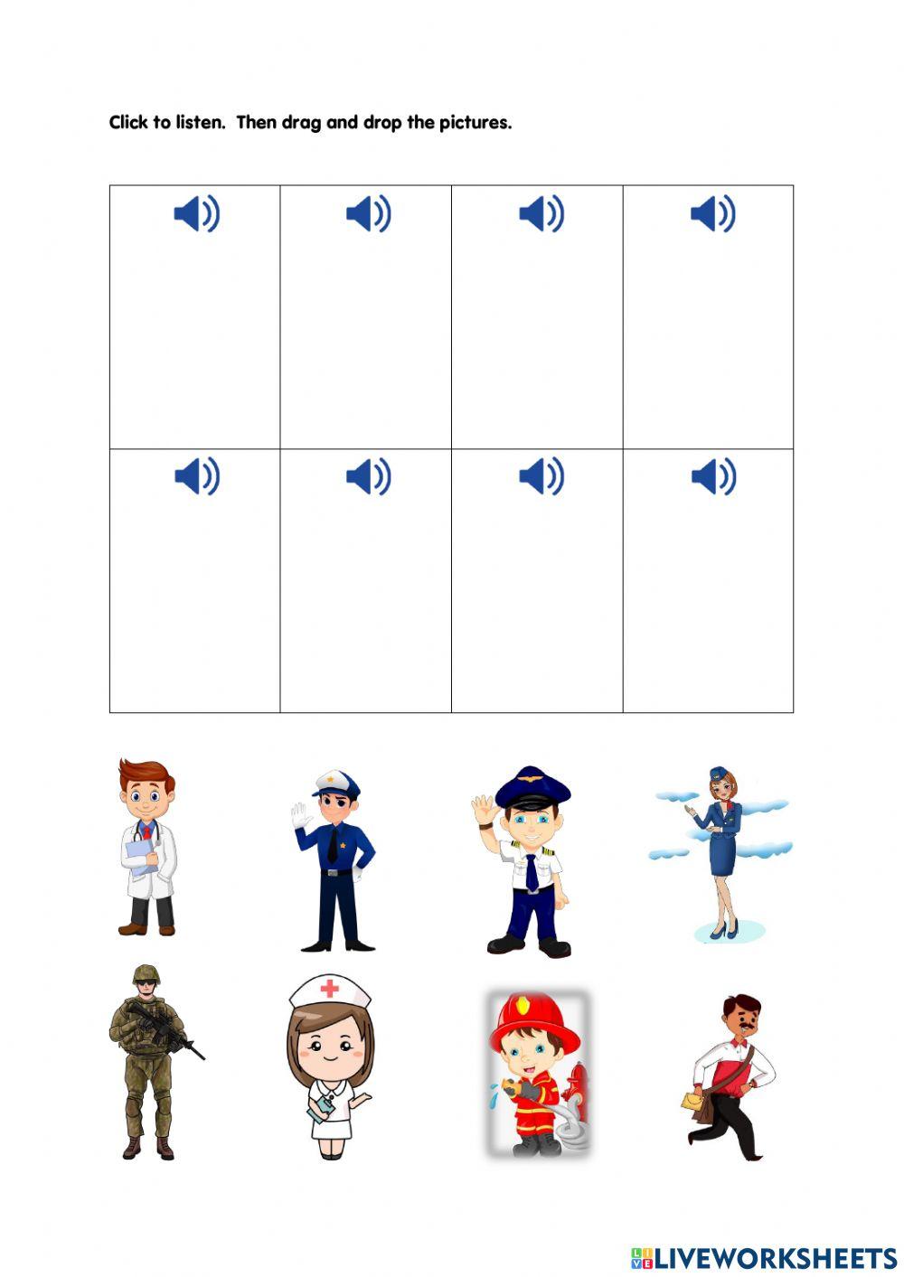 Jobs online exercise for Preschool | Live Worksheets
