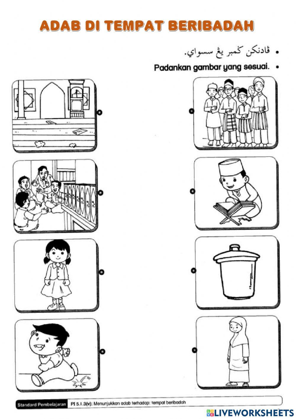 Adab di tempat ibadah | g74190358 | Live Worksheets