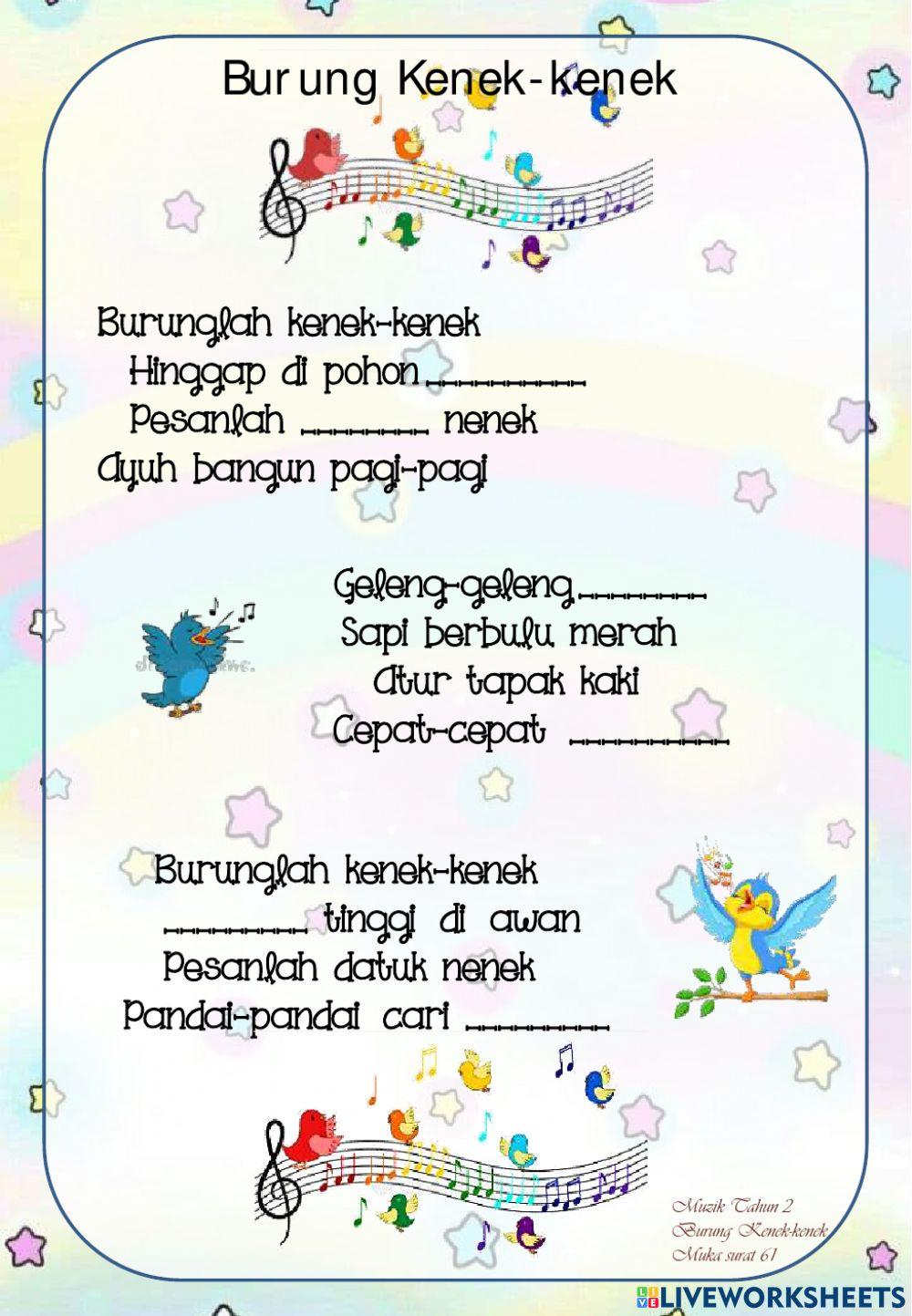 Burung Kenek-kenek online worksheet | Live Worksheets