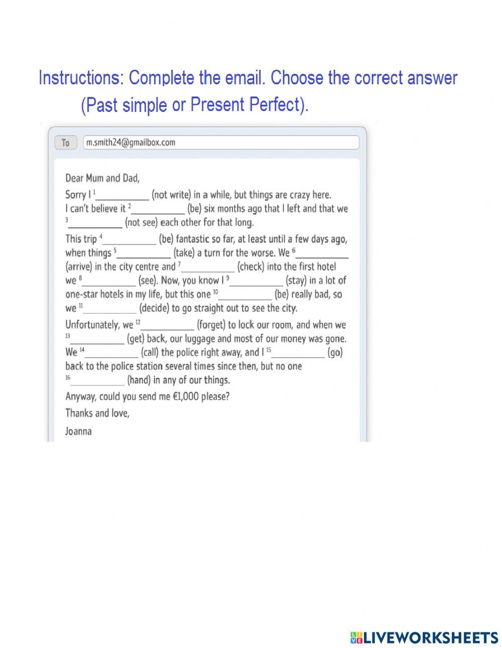 Past perfect and past simple interactive activity | Live Worksheets