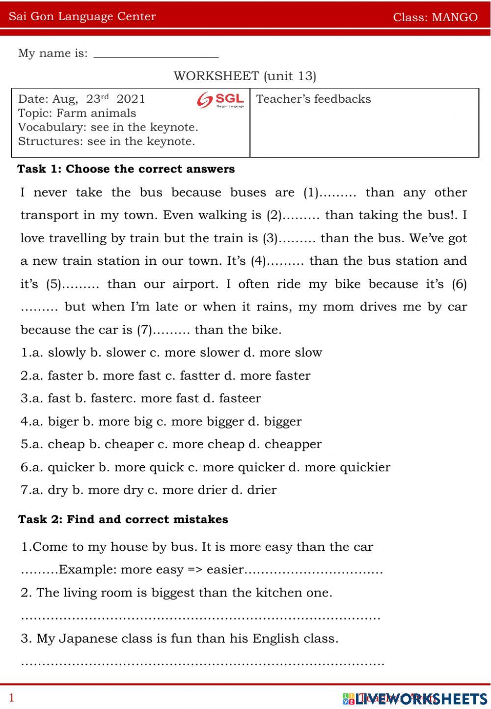 Worksheet Mango | Live Worksheets