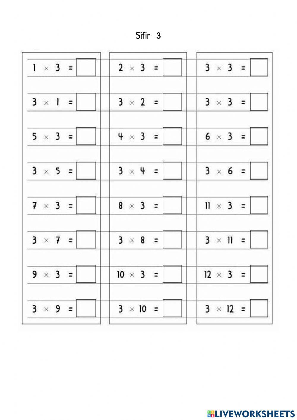 Sifir 2-3 worksheet | Live Worksheets