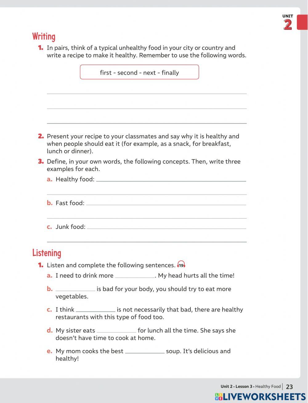 Healthy activity for 7 | Live Worksheets