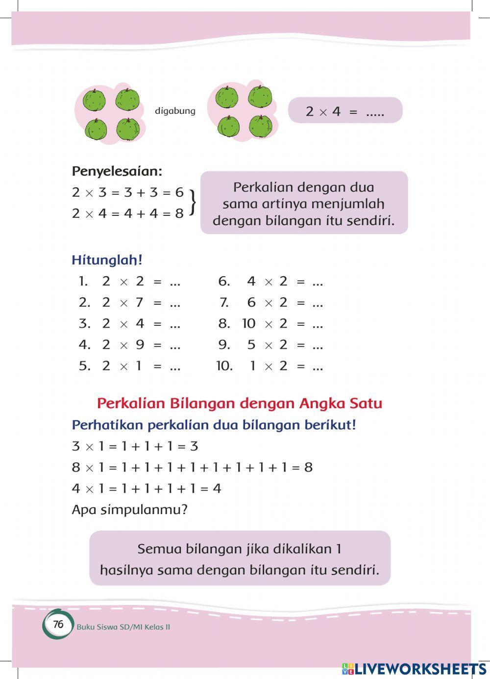 1299700 | Perkalian 2 | srielistiari | LiveWorksheets