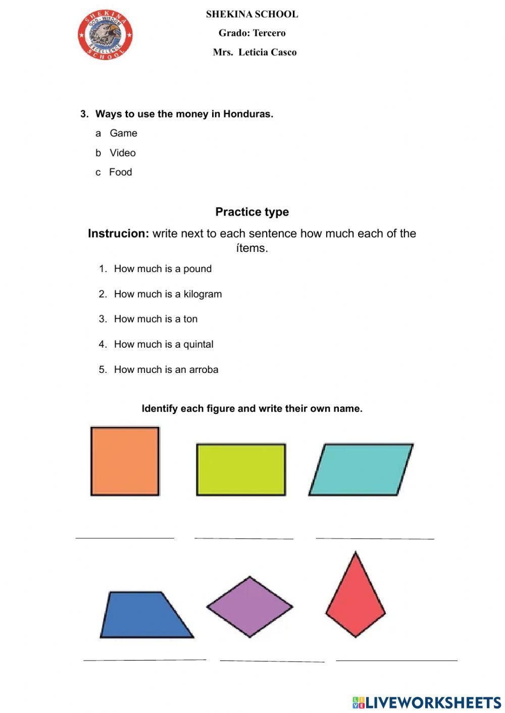 Math exam online pdf exercise for third grade | Live Worksheets