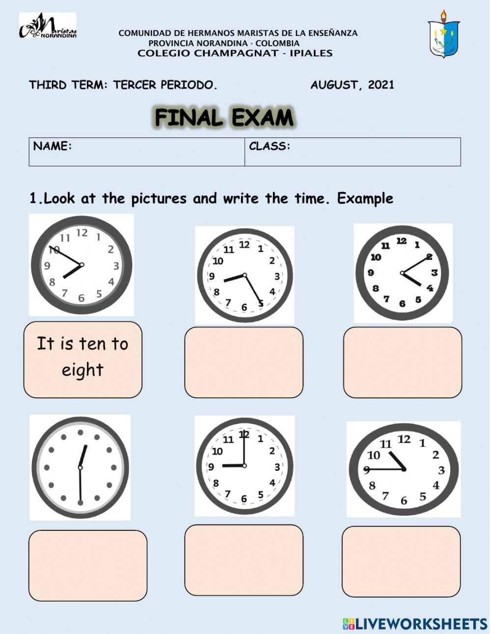 Final exam 5 worksheet | Live Worksheets