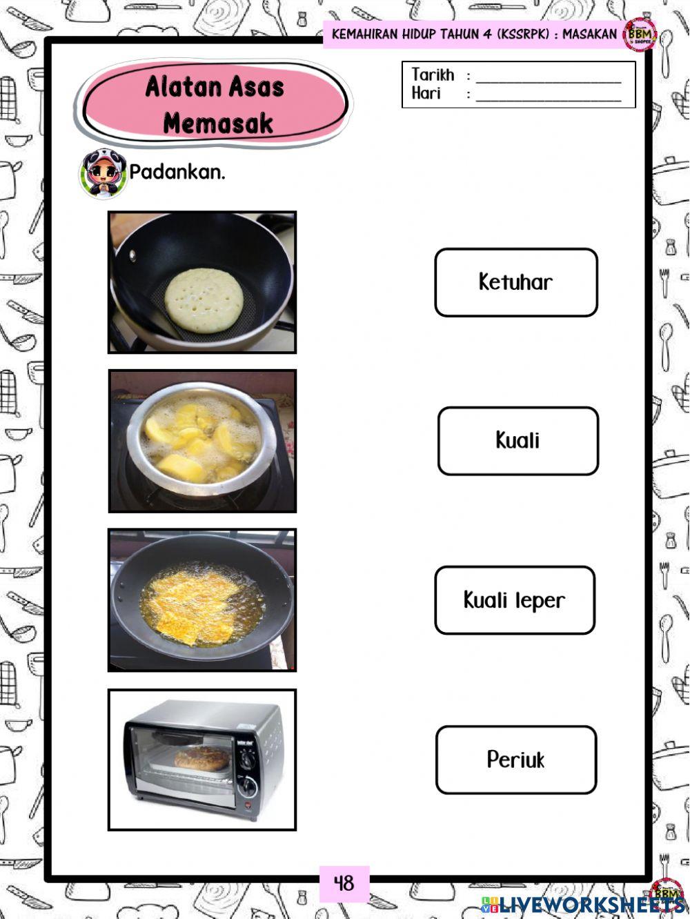 Alatan memasak interactive worksheet for ppki thn 4 | Live Worksheets