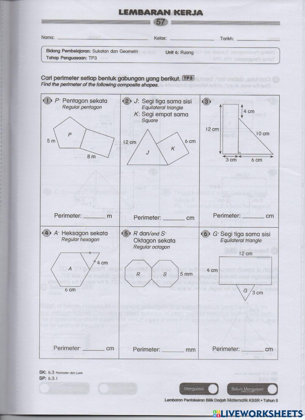 Perimeter bentu… | Free Interactive Worksheets | 1300051