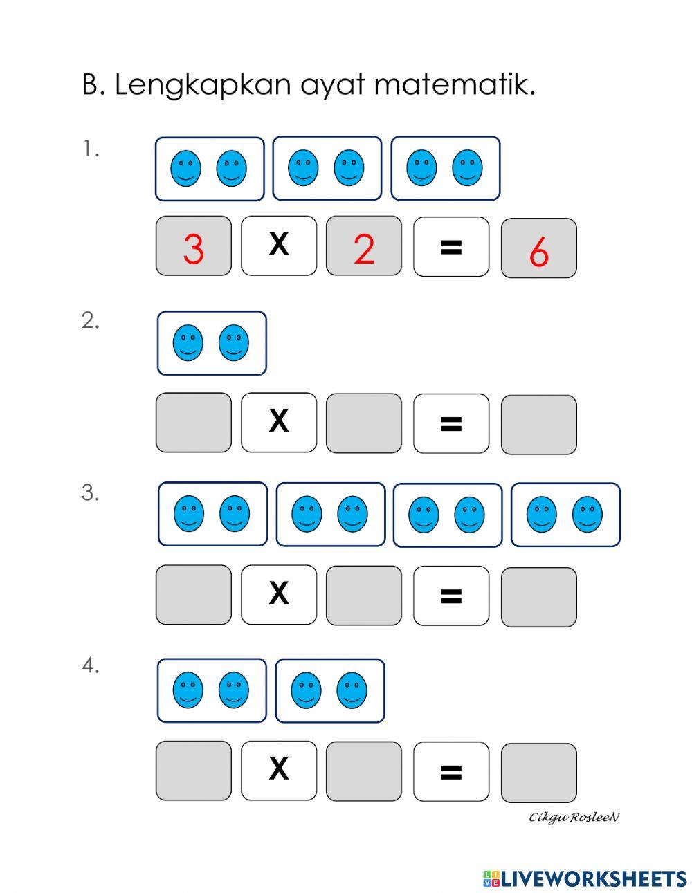 OPERASI DARAB: Sifir 2 worksheet | Live Worksheets