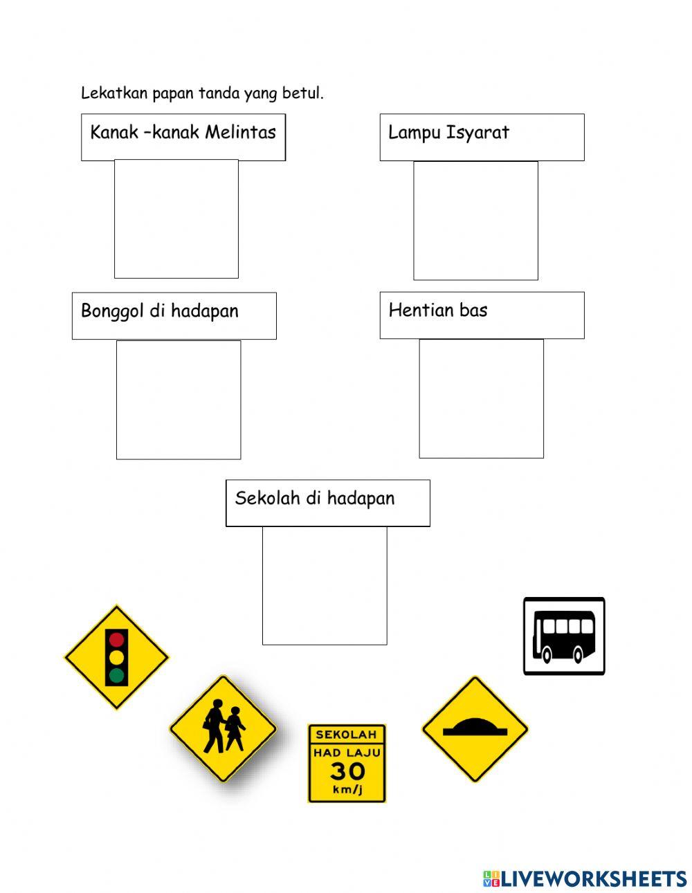 Papan tanda worksheet | Live Worksheets