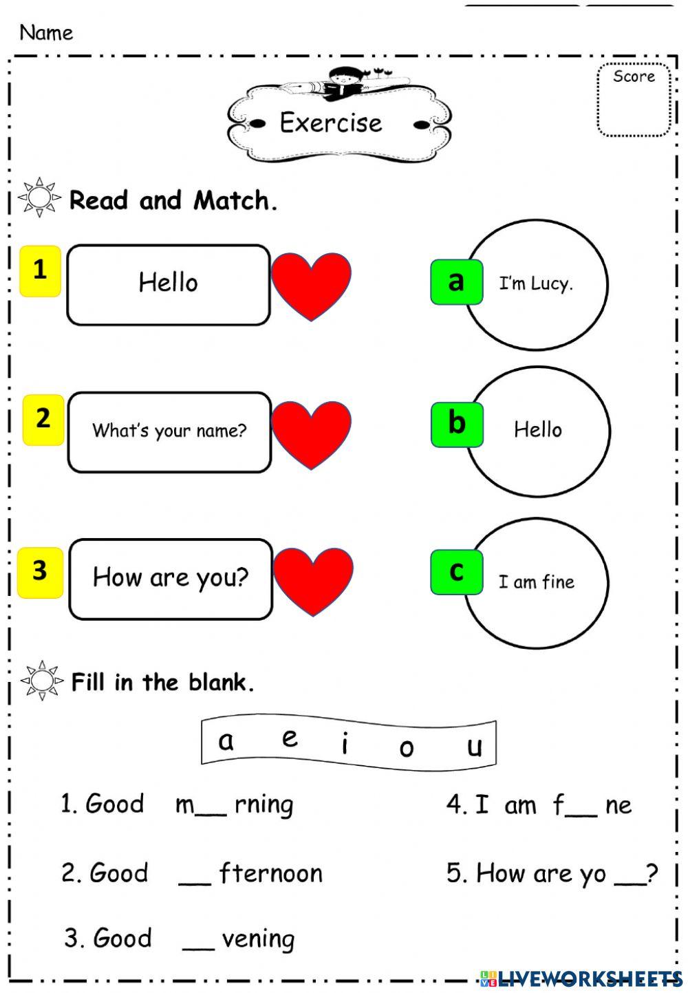 Test greeting online exercise for | Live Worksheets