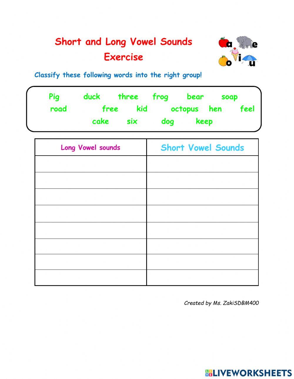 3329066 | Short and Long Vowel Sounds Exercise