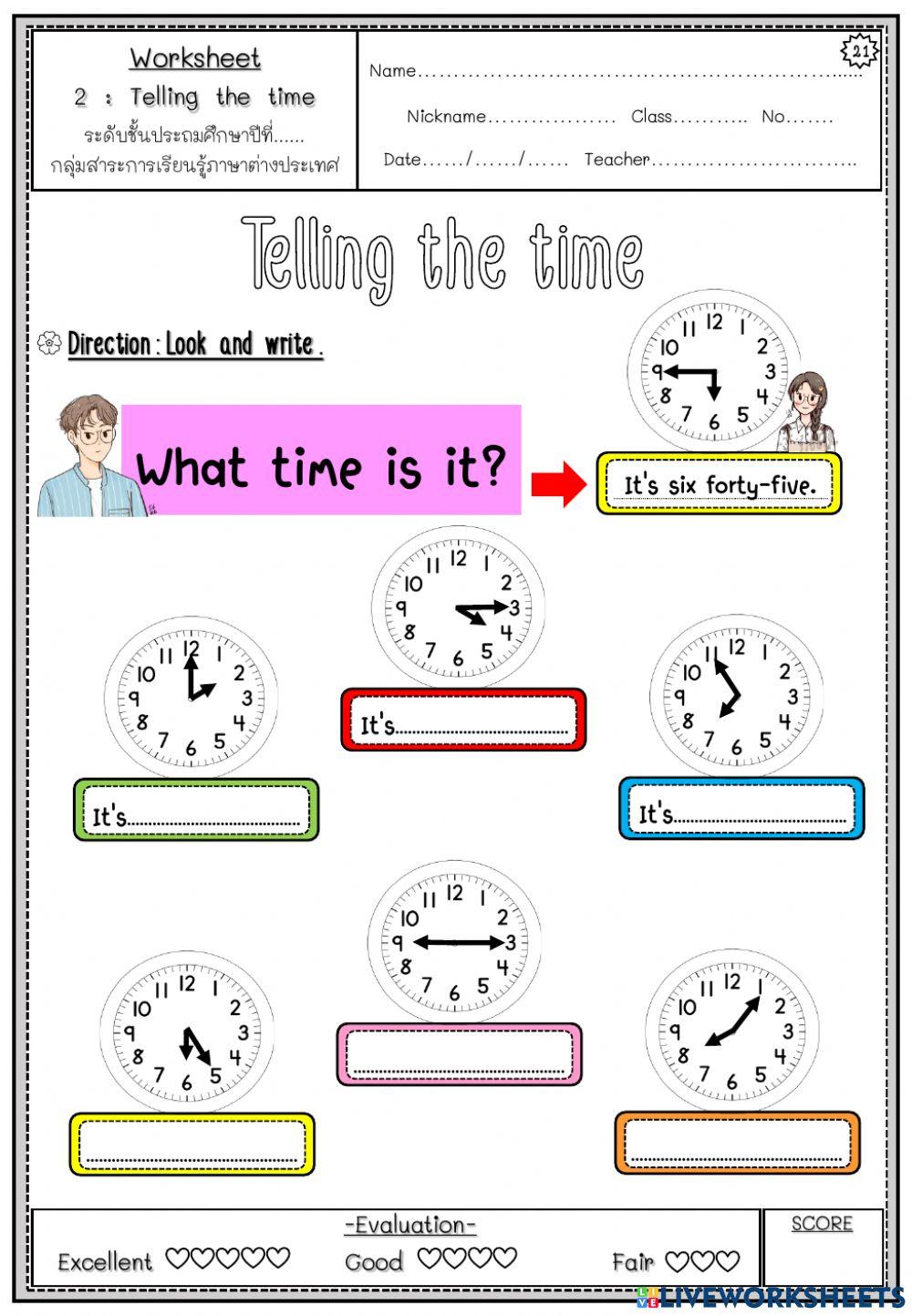 Telling the time in American style. online exercise for | Live Worksheets