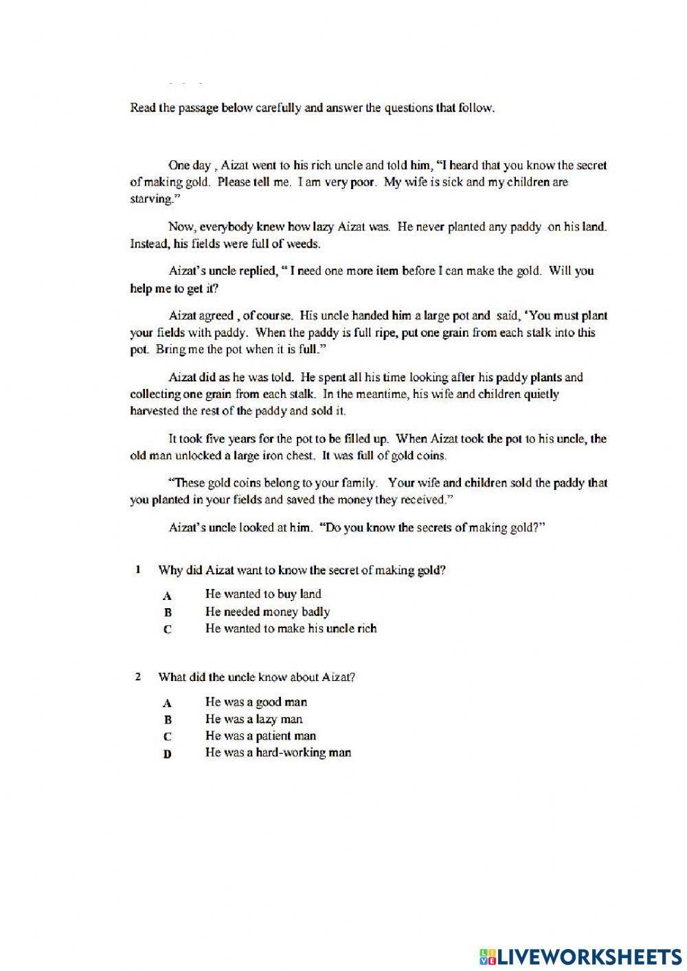 9th (gimel) Unseen Worksheet Live Worksheets, 49% OFF