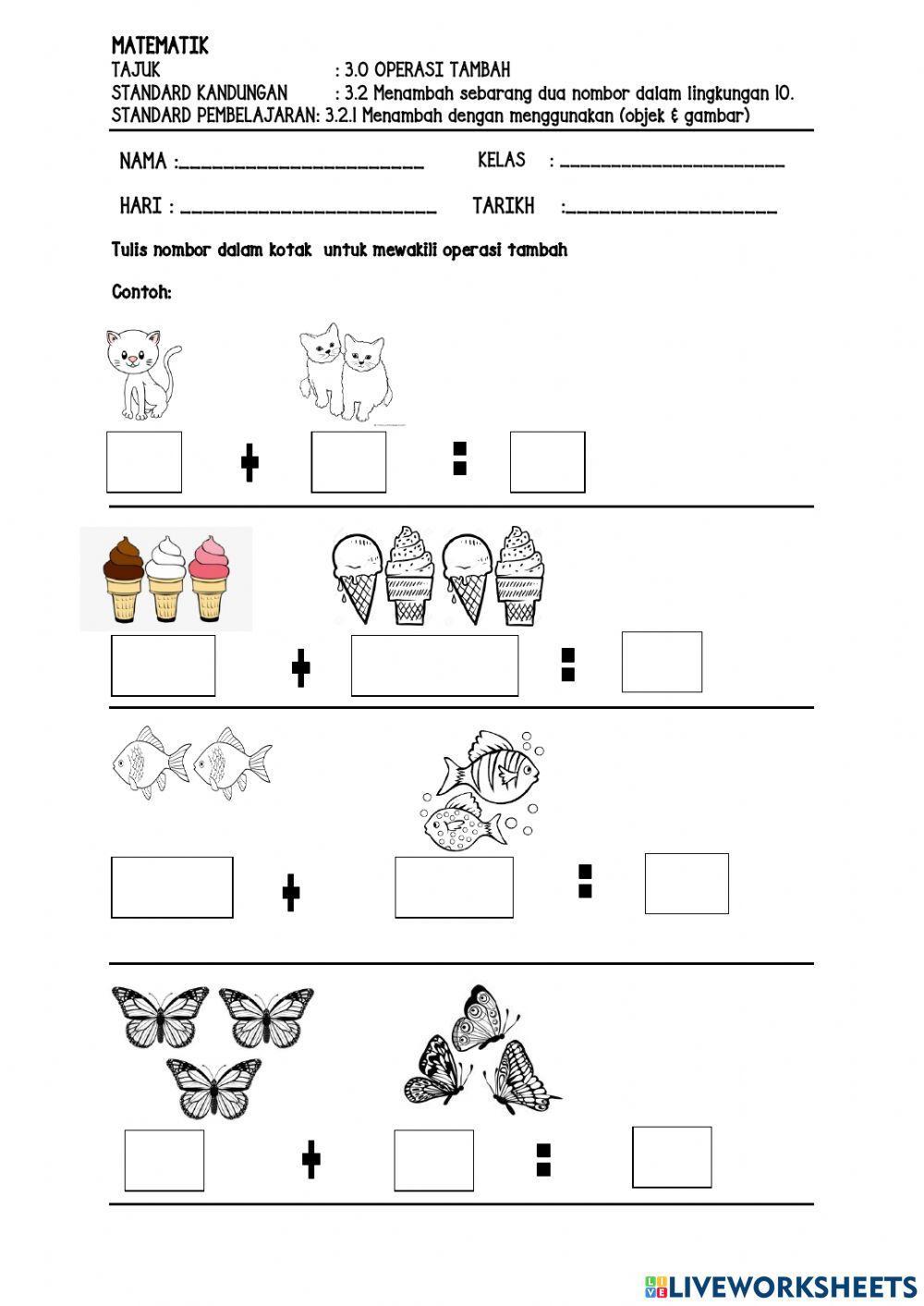 Operasi Tambah Lingkungan 10 | Live Worksheets