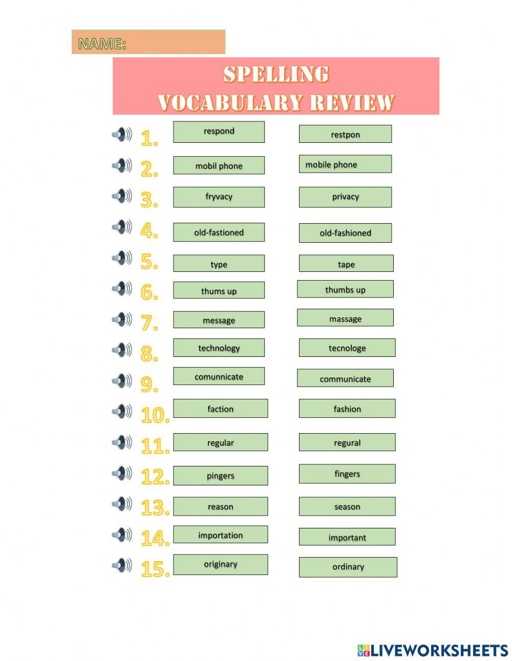 Spelling online exercise for Grade 2 | Live Worksheets