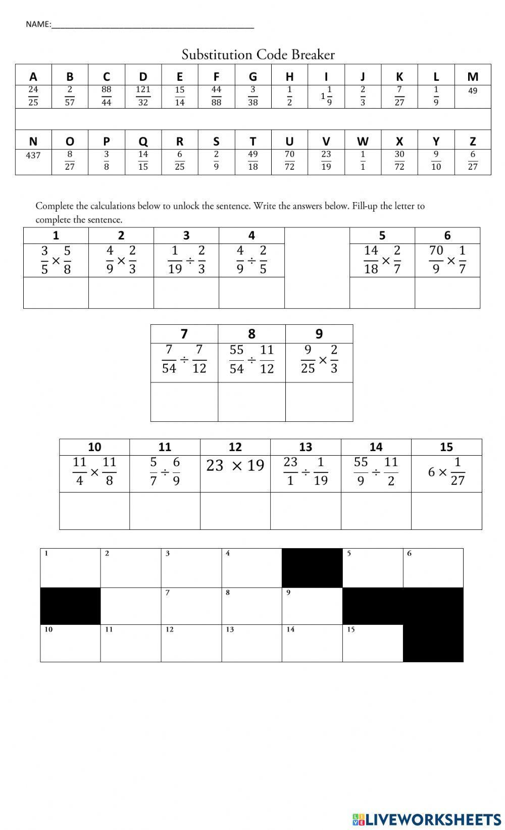 Multiplying And Dividing Fractions Activity Live Worksheets Multiplying And Dividing Fractions Activity Live Worksheets