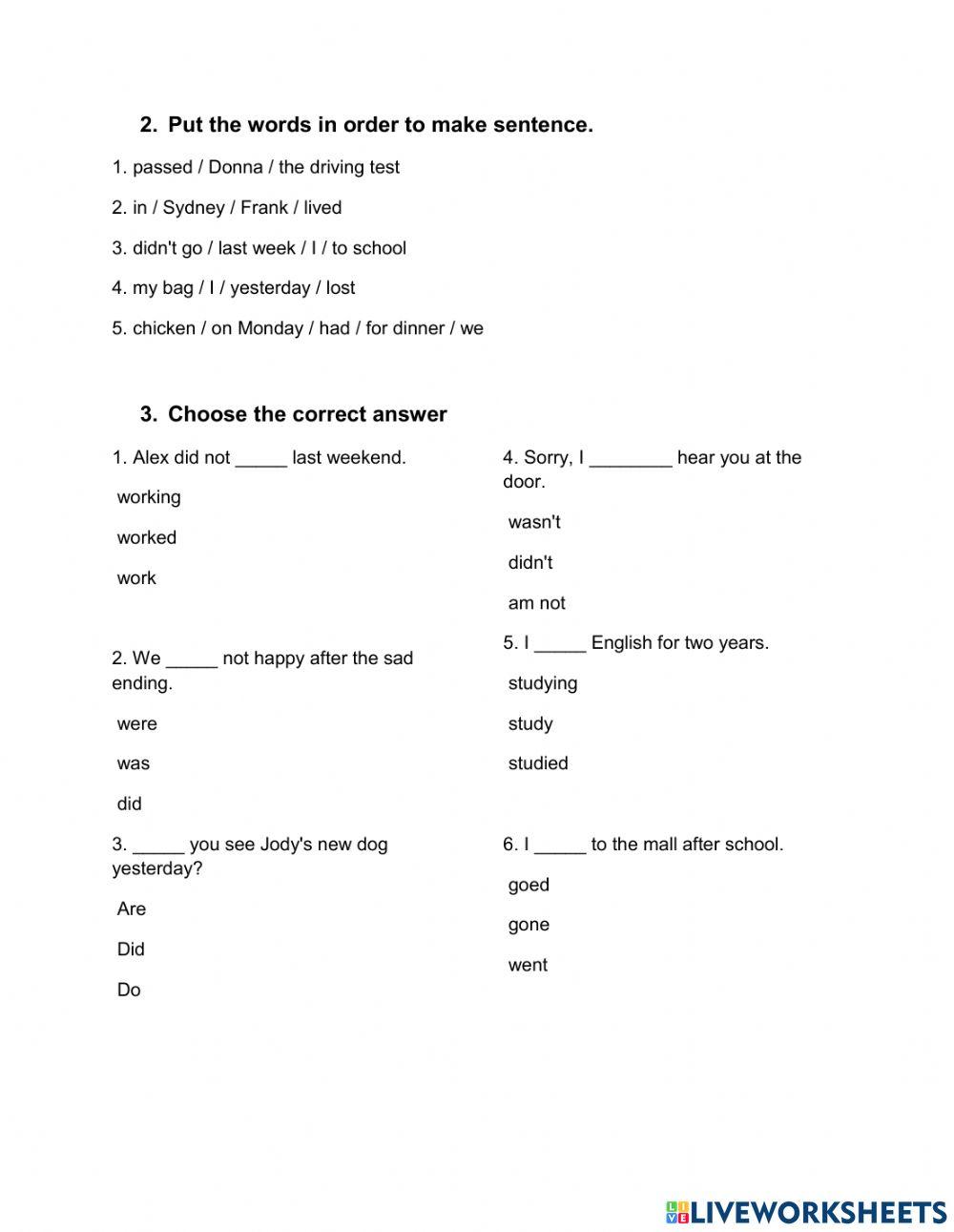 P4-1 Test Unit 2 worksheet | Live Worksheets