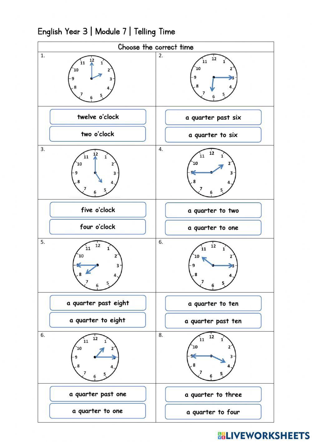 Year 3 Module 7… | Free Interactive Worksheets | 1302430
