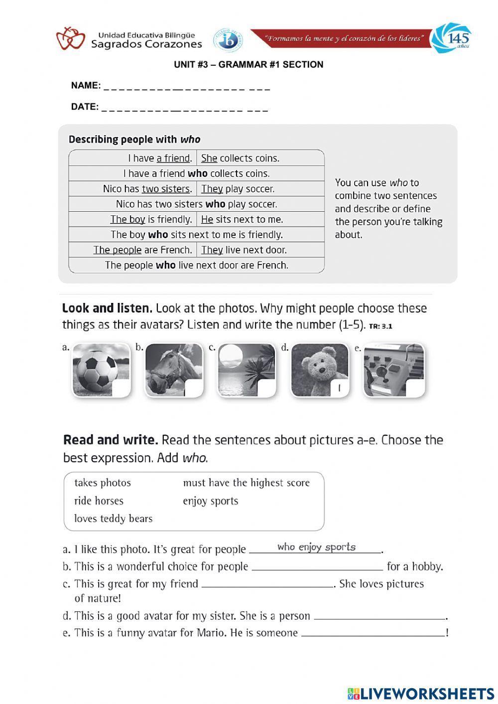 Relative Clause who 1302702 | squimi | Live Worksheets