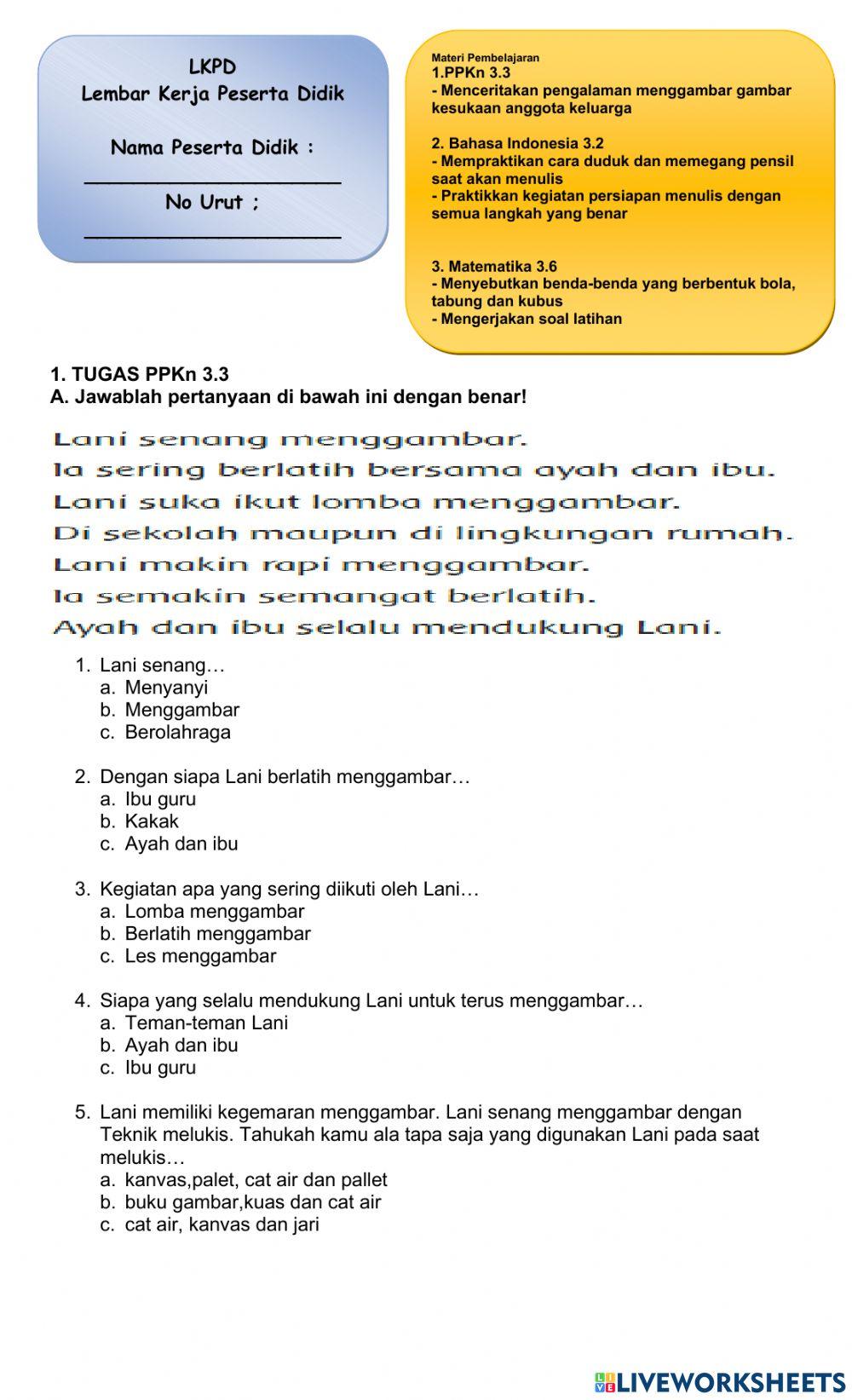 LKPD TEMA 2 SUBTEMA 3 PEMBALAJARAN 56 worksheet | Live Worksheets