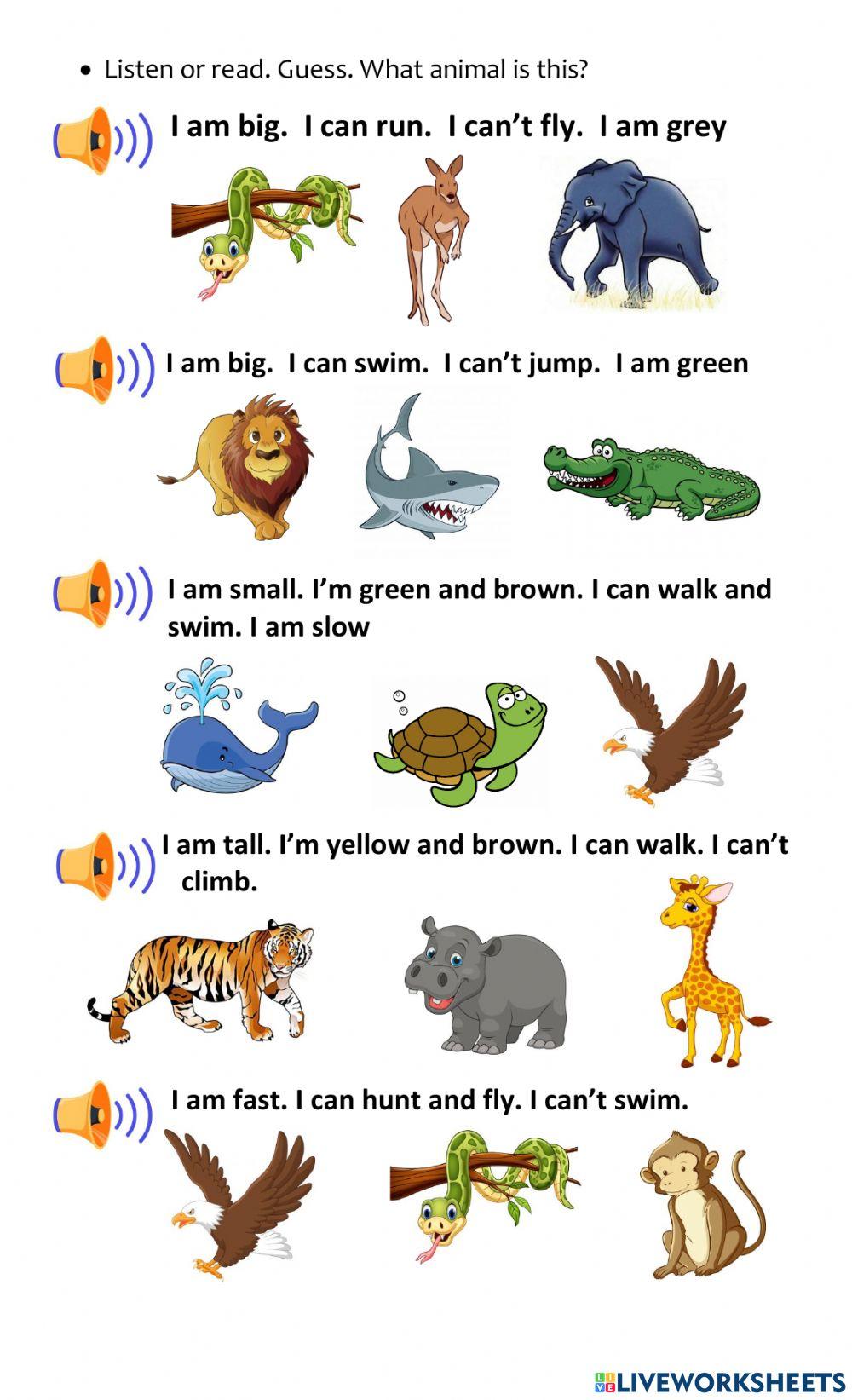 ANIMALS ABILITI… | Free Interactive Worksheets | 6692268