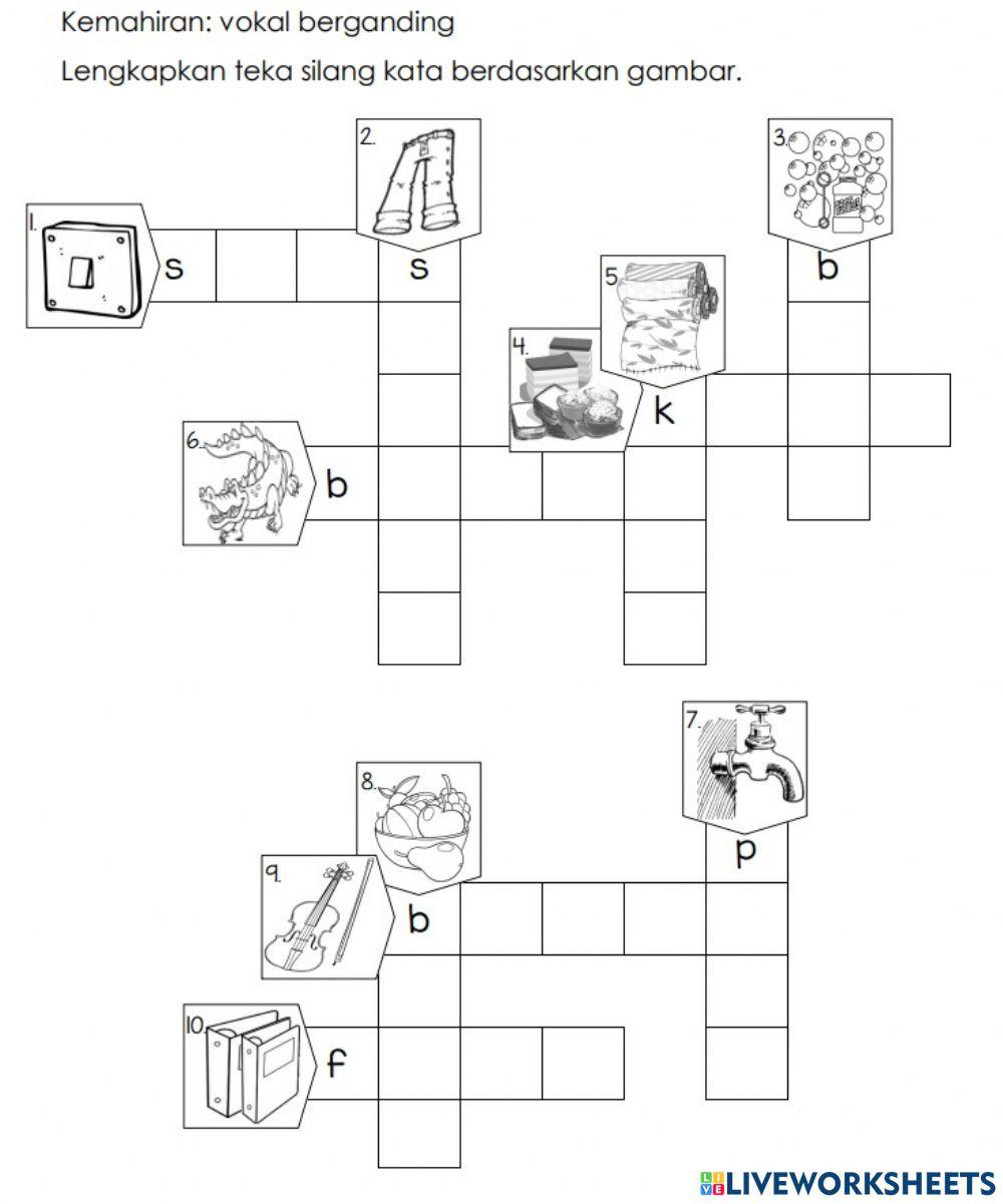 Vokal berganding interactive worksheet for Pemulihan Khas | Live Worksheets