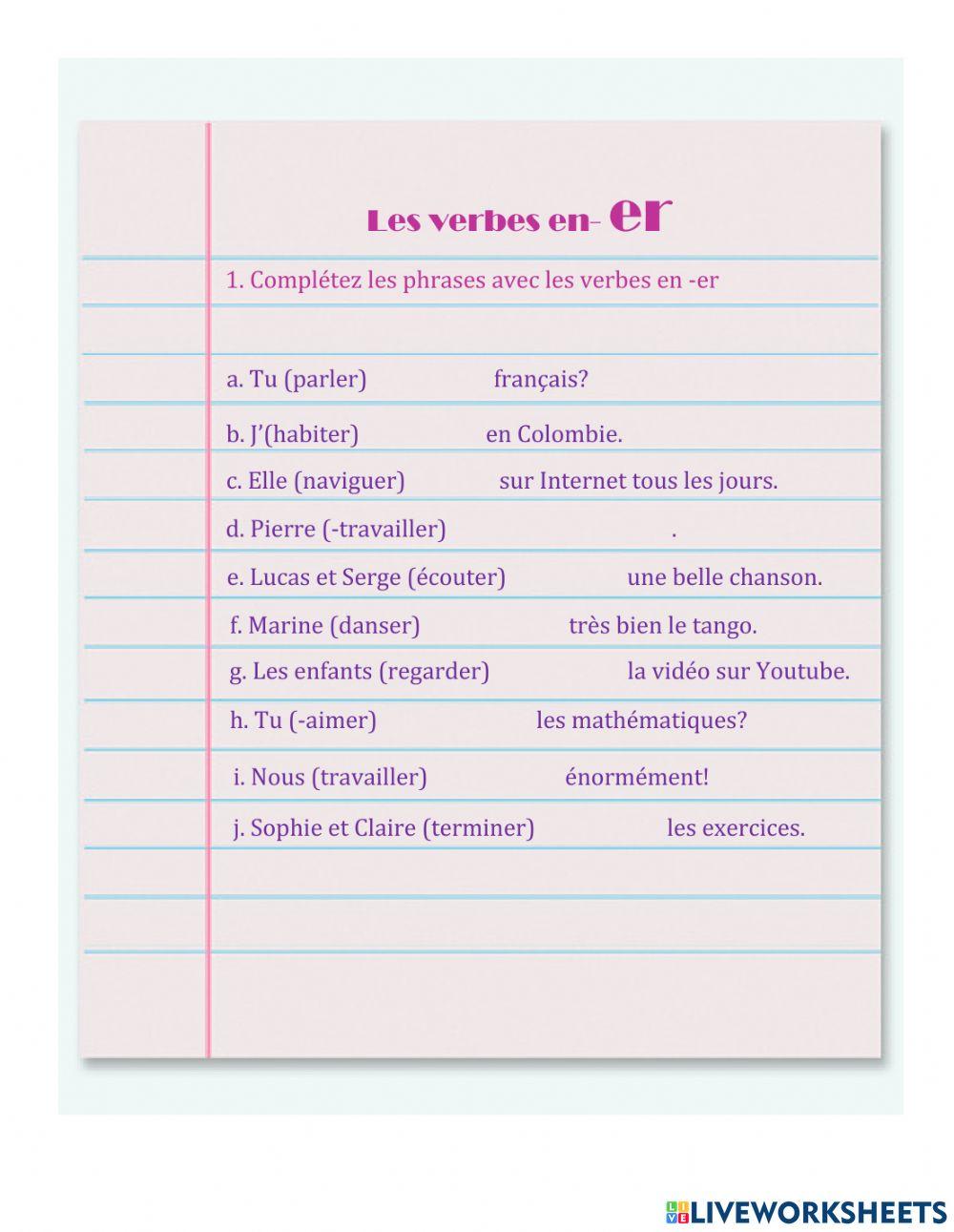 3331282 | Verber en -er | fjbaqueroc | LiveWorksheets