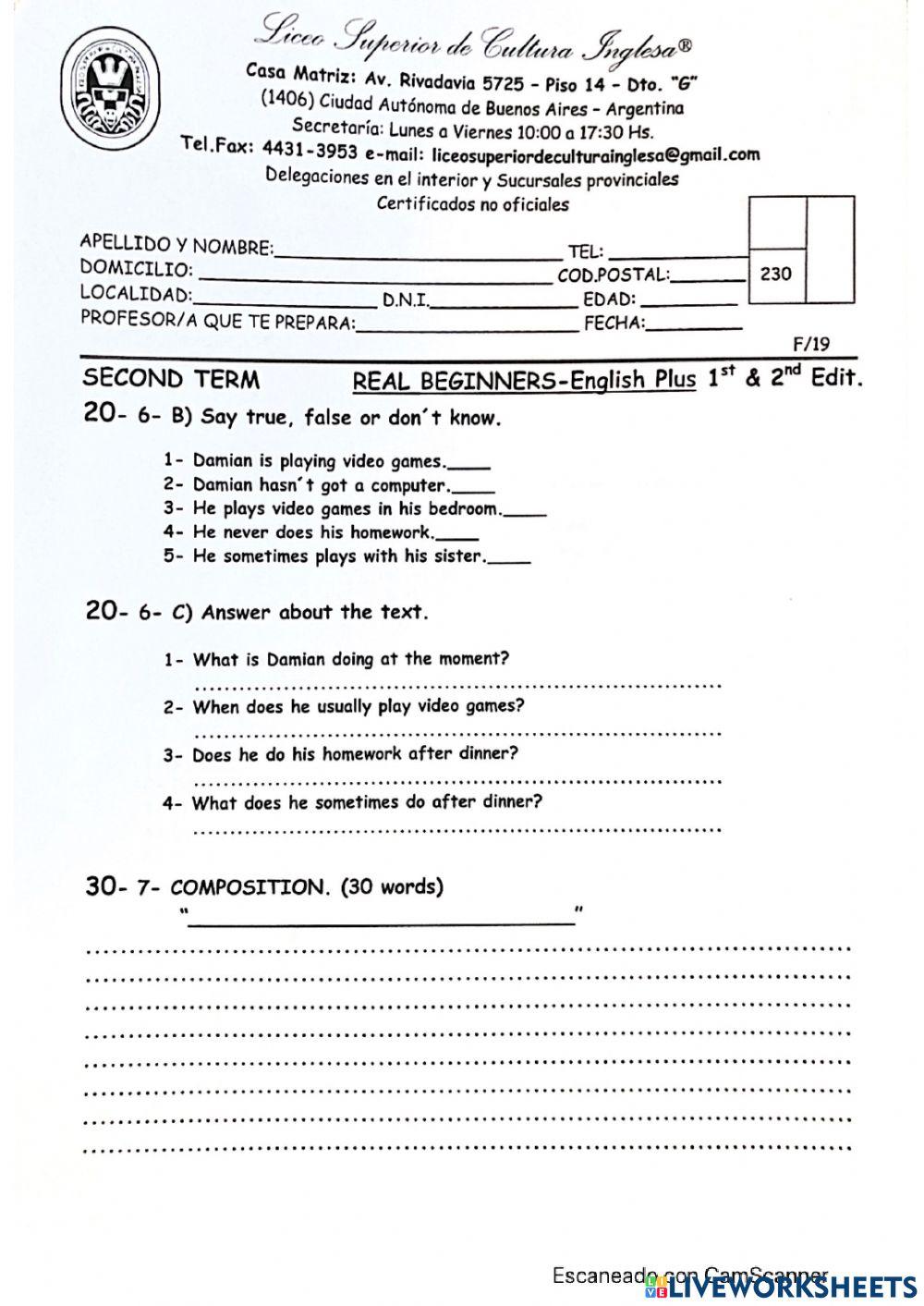 Real beginners a worksheet | Live Worksheets