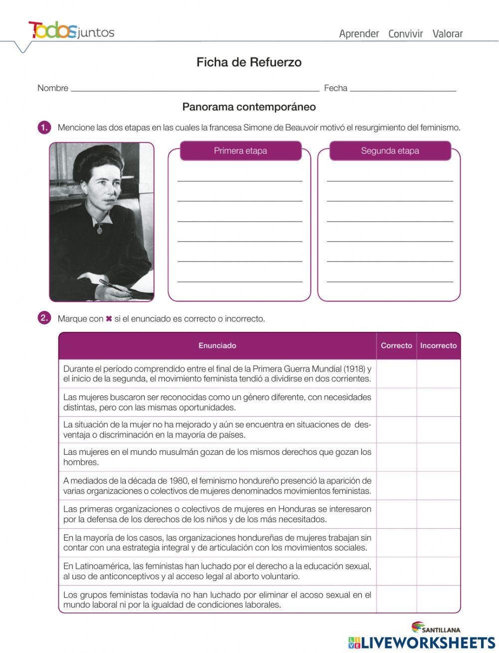 Panorama comtemporaneo worksheet | Live Worksheets