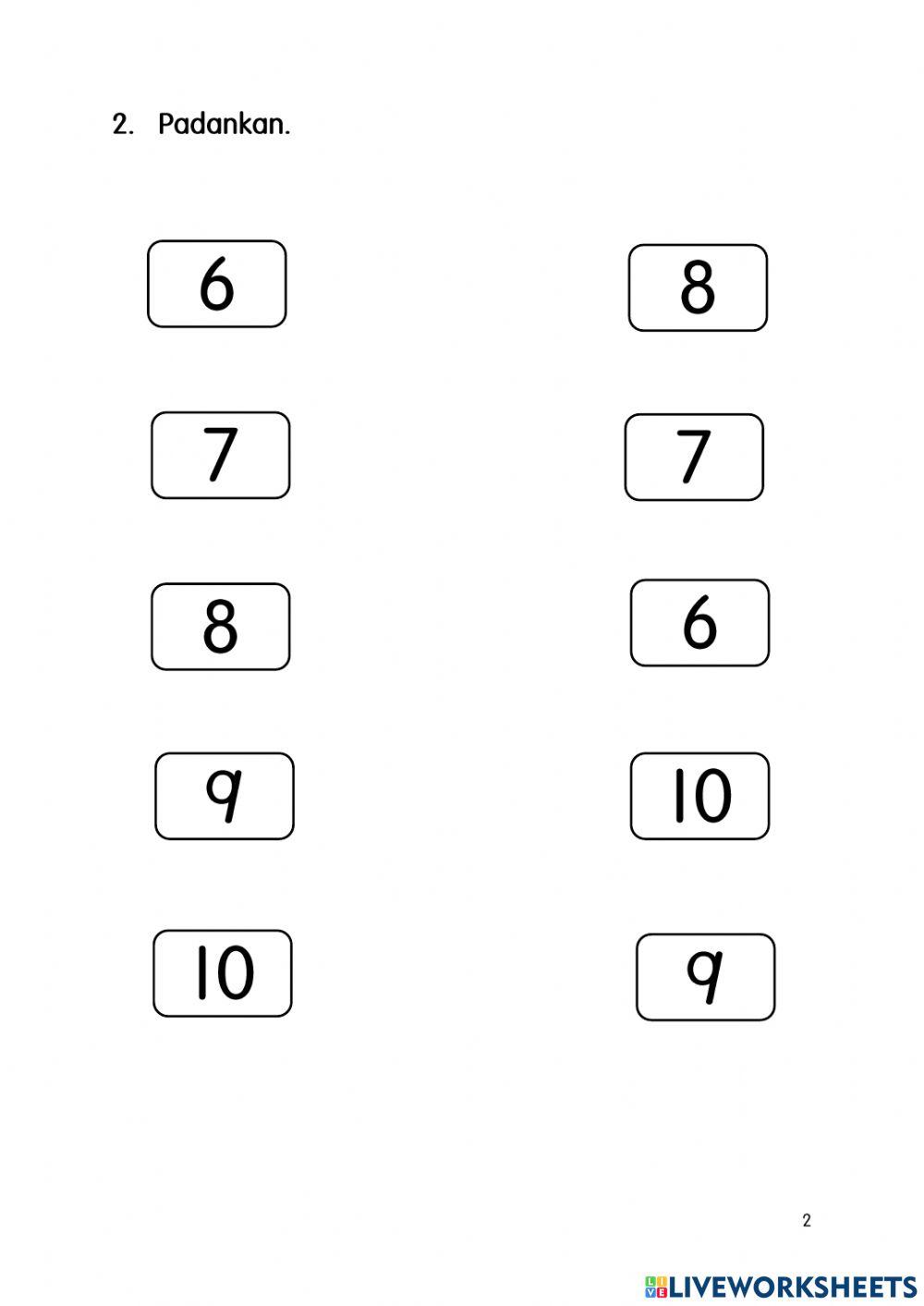 Nombor 7, 8 dan 9 interactive worksheet | Live Worksheets