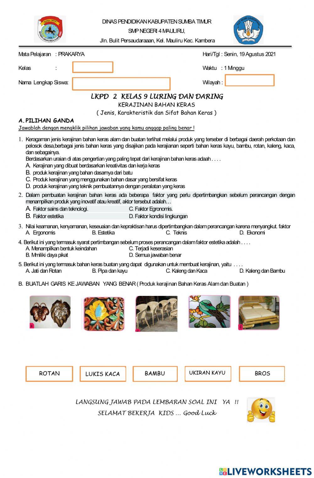 Lkpd 3 kelas 9 worksheet | Live Worksheets