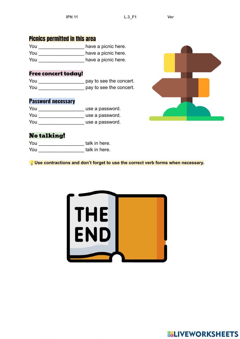 L11.L3.F1.Ver-Rules and restrictions worksheet | Live Worksheets