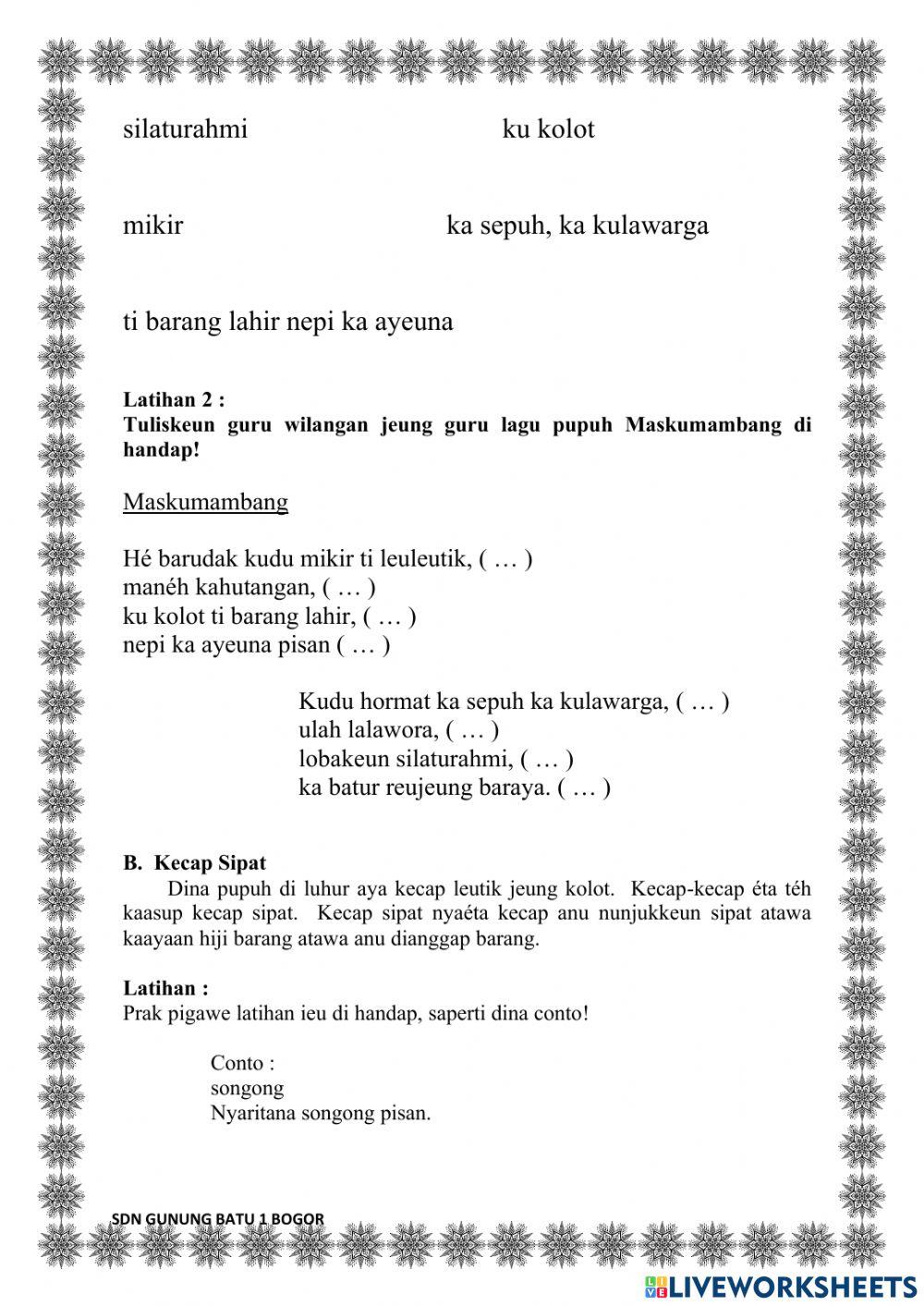 LKPD Basa Sunda… | Free Interactive Worksheets | 1304838