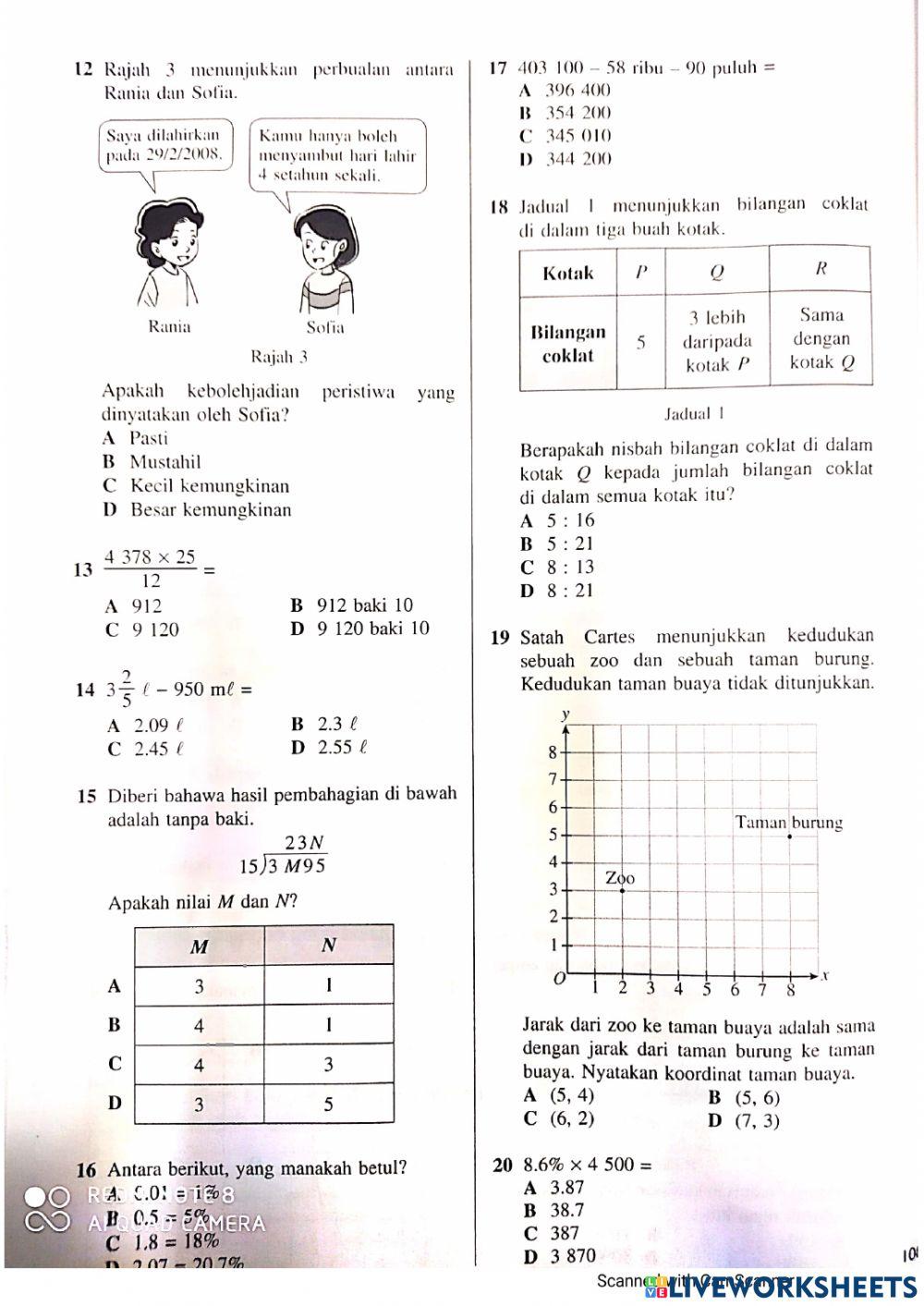Kertas 1 interactive worksheet | Live Worksheets