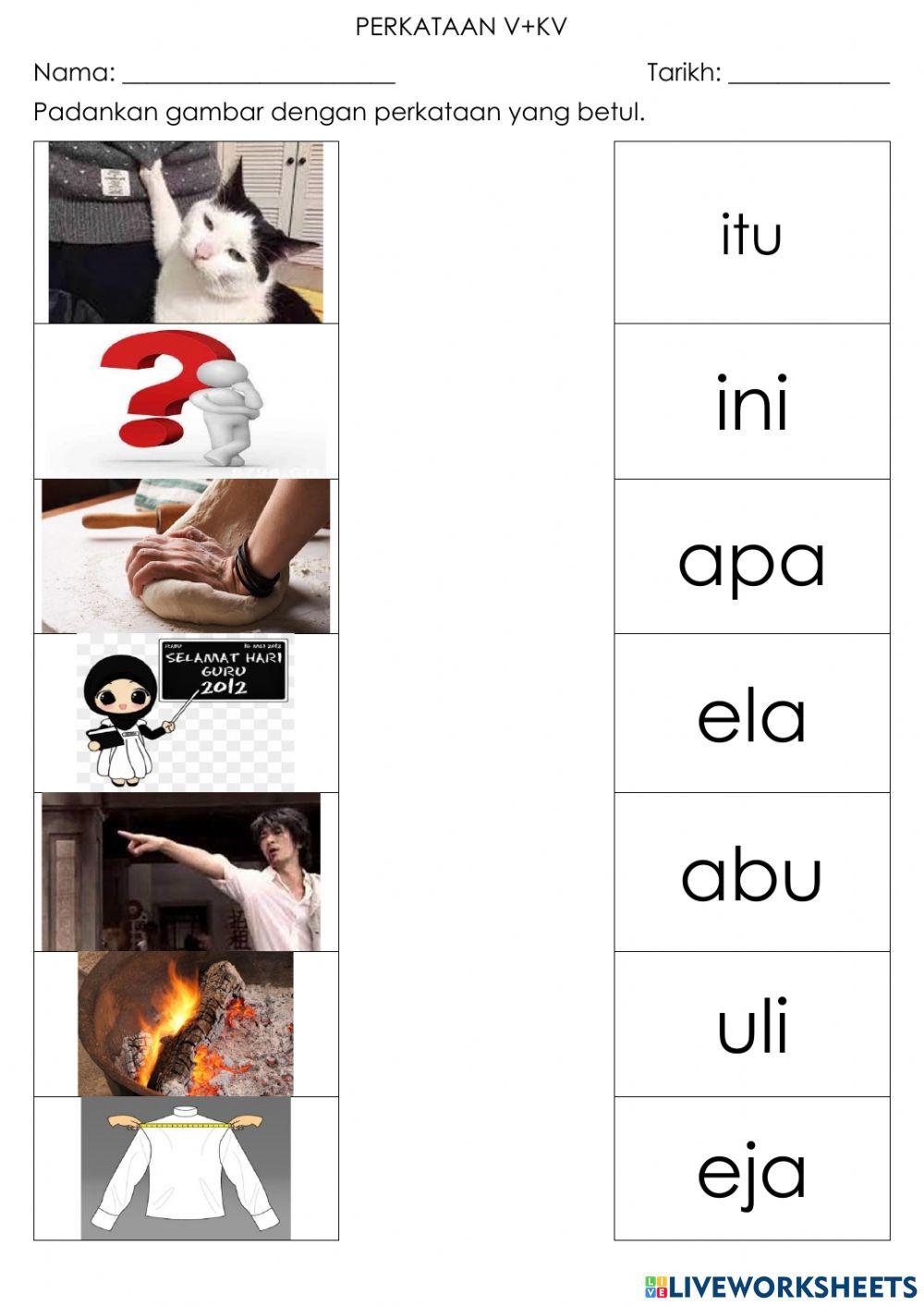 Perkataan VKV interactive exercise for 1 | Live Worksheets