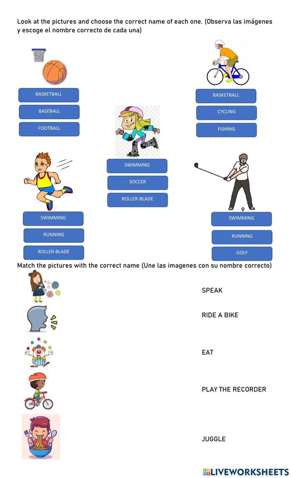 Sports online exercise for Segundo grado | Live Worksheets