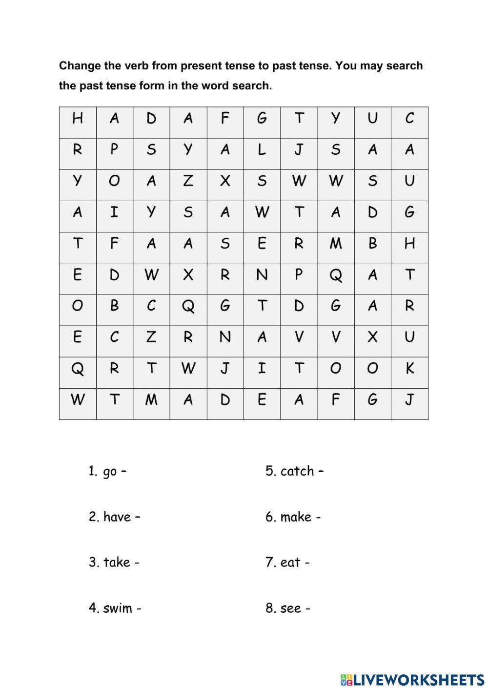 Change the verb… | Free Interactive Worksheets | 1305161